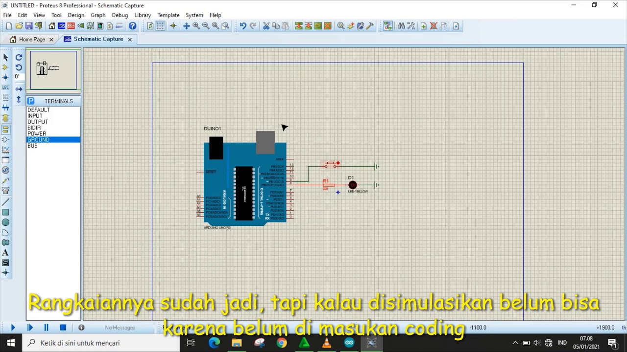 Led Push Button Proteus 8 Youtube