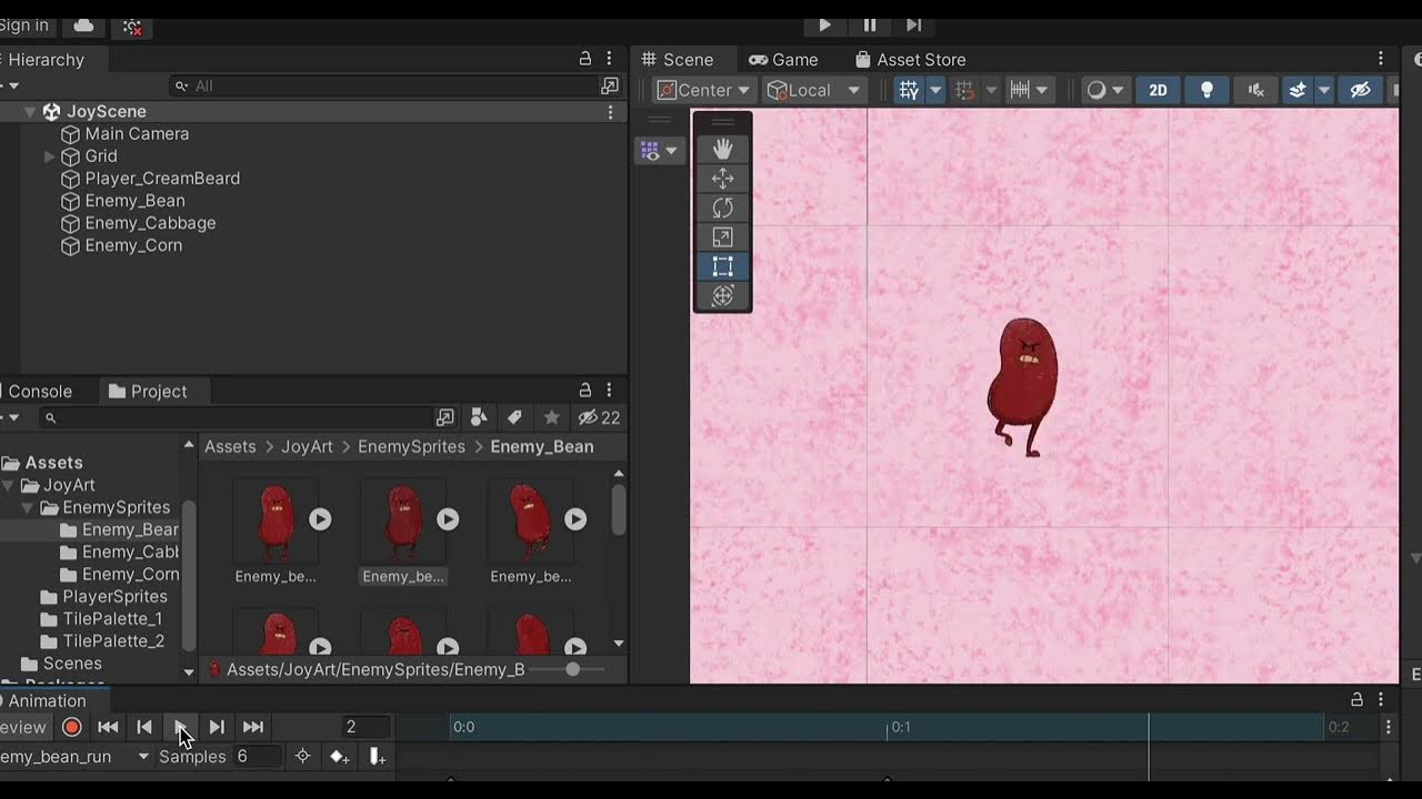 2d Krita animation to Unity Enemy Bean - YouTube