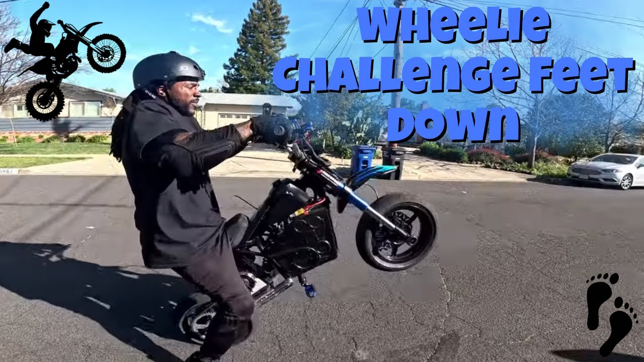 Feet Down Wheelie Challenge \ New World Record - YouTube