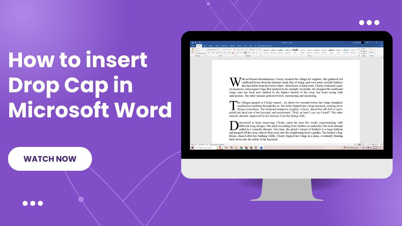 How to insert Drop Cap in Microsoft Word Tutorial - YouTube