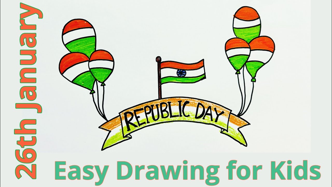 Easy Drawing for Kids || Republic Day Drawing || School Drawing || Fun ...