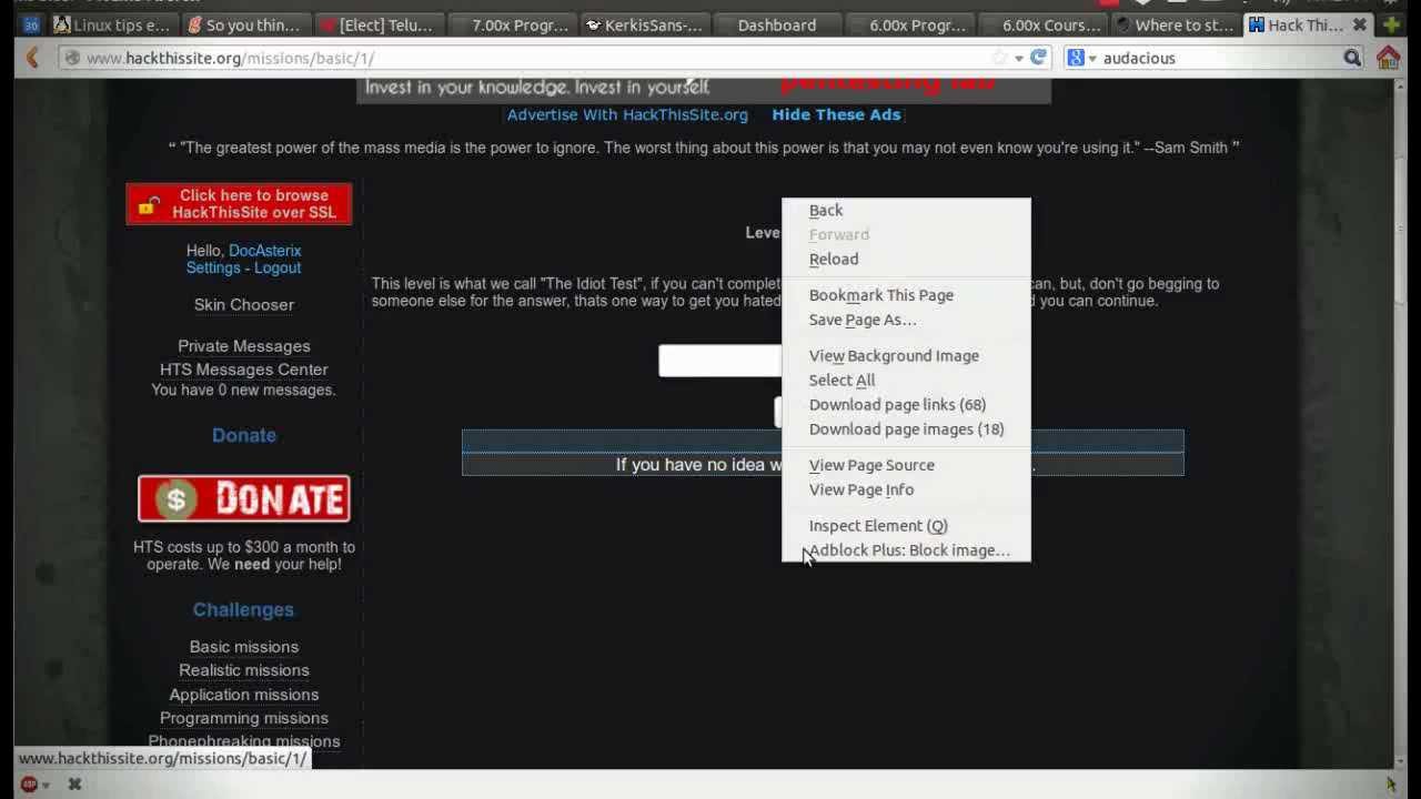 hackThisSite - Basic Missions - Mission 1 - YouTube