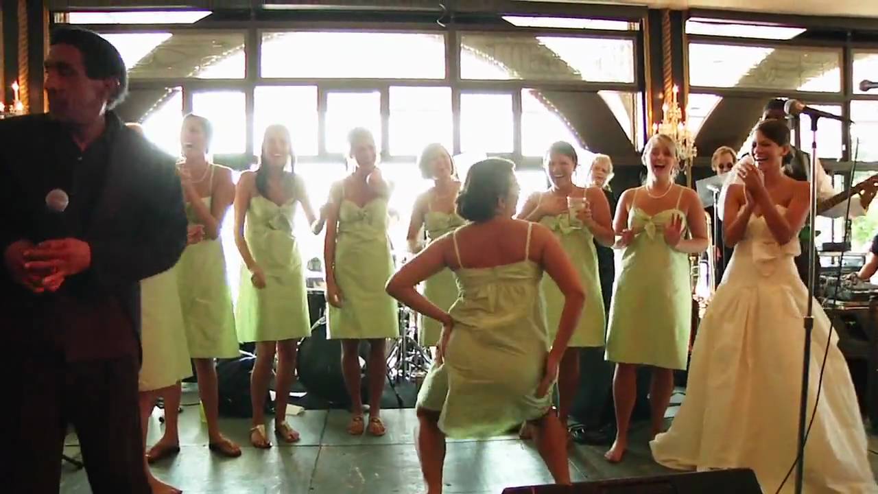 Crazy bridesmaid dancing at a wedding reception - YouTube