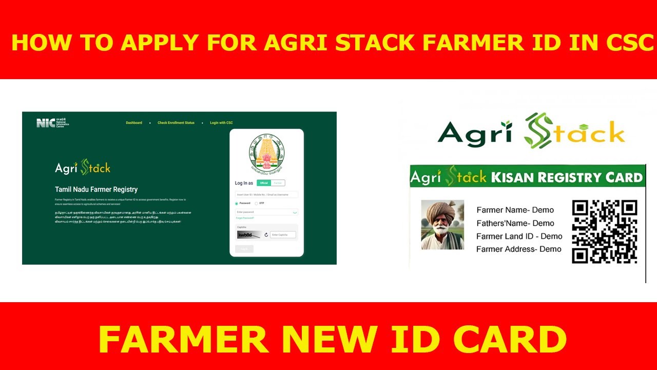 HOW TO APPLY FOR AGRI STACK FARMER ID IN CSC || 2025 || TAMIL - YouTube