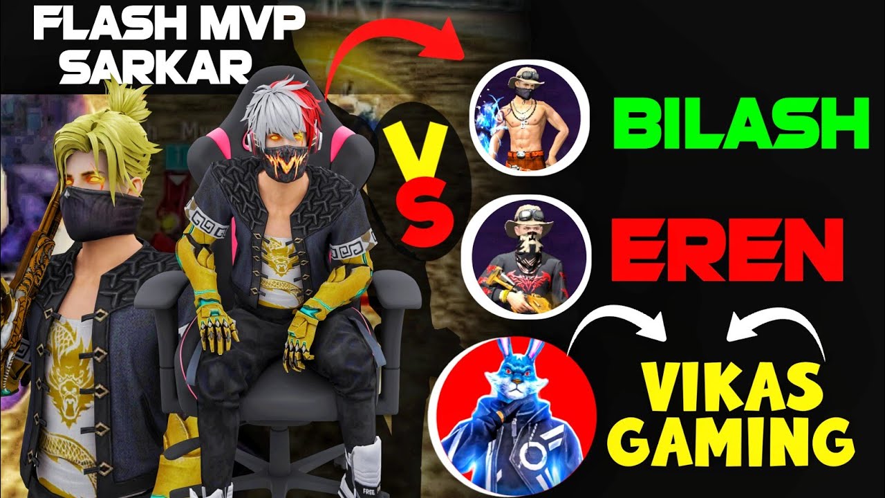 FLASH AND SARKAR VS BILASH GAMING AND EREN🐐🥵 || Impossible Headshots 🥶😈 || Vikas Gaming # ...