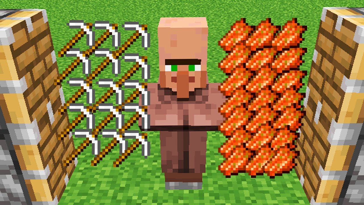 iron pickaxe + villager + rotten flesh = ??? - YouTube