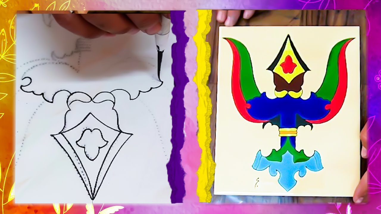 How to draw a trishul Easily : 7 minutes with the magic of colors and ...