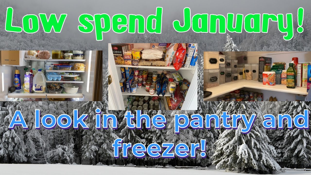 Low spend January 2023, pantry and freezer tour, Family of four,# ...