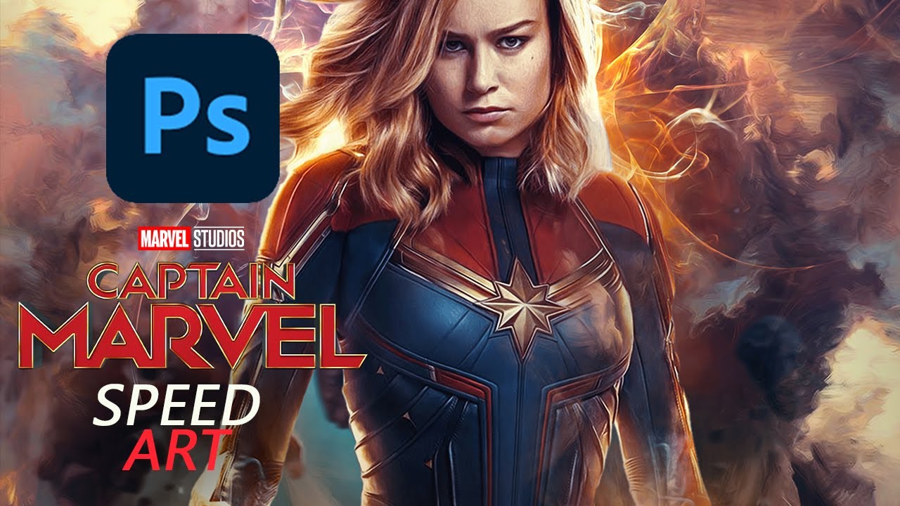 Captain Marvel (Fan Art) | Speed Edit (Photoshop) - YouTube