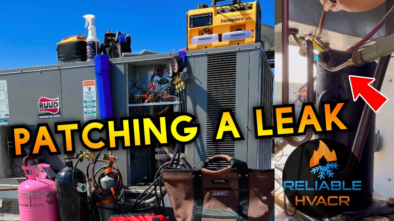 Patching a Leak on Ruud RTU / HVAC - YouTube