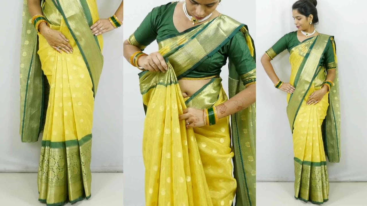 Organza Saree Draping Tutorial Step By Step For Newly Wedding Girls