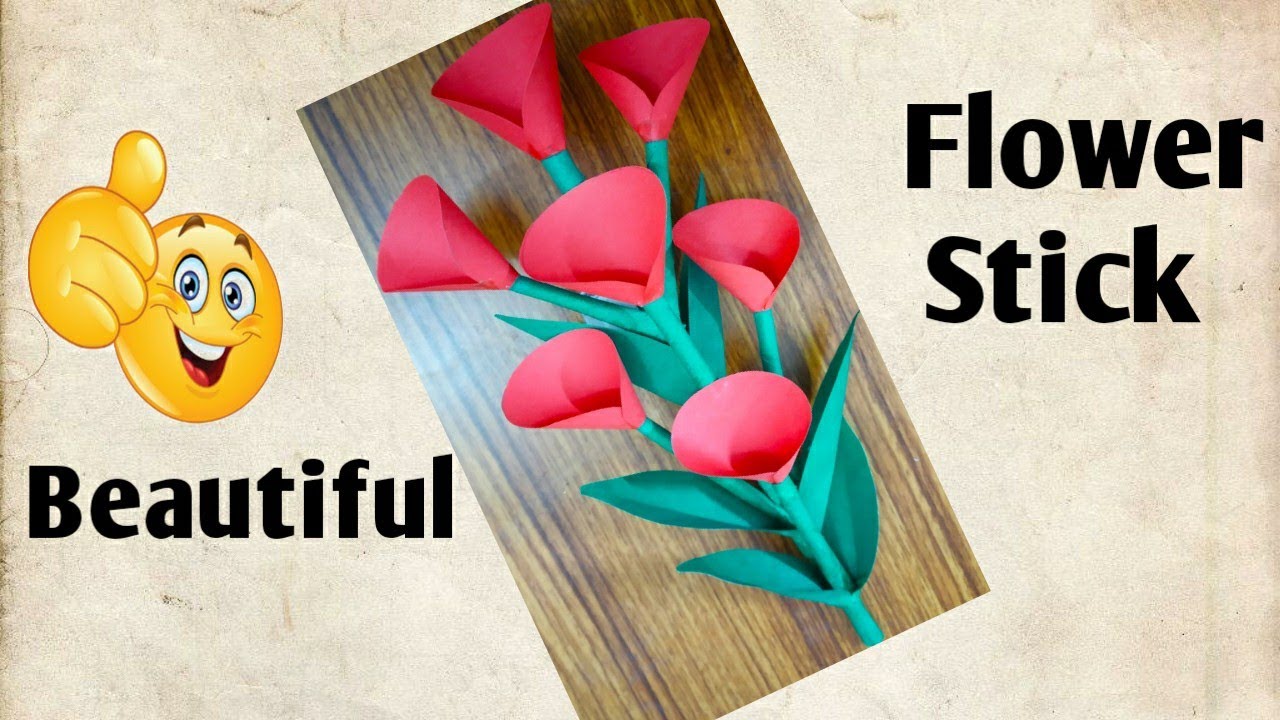 Beautiful paper flower stick making | DIY Paper flower craft | Paper ...