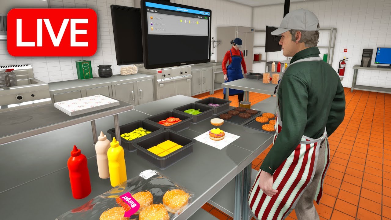 Playing Fast Food Simulator with a MASSIVE CREW - LIVE 🔴 - YouTube