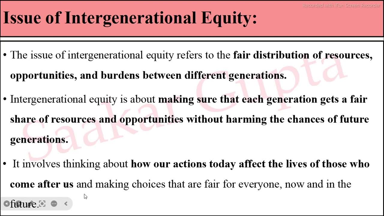 Issue of Intergenerational Equity || Example of Intergenerational ...