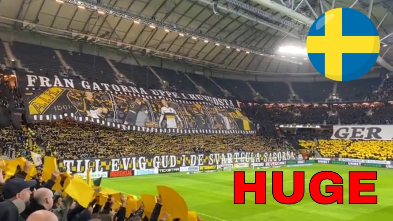 BIG CHOREO: AIK fans with choreo on MULTIPLE STANDS - YouTube