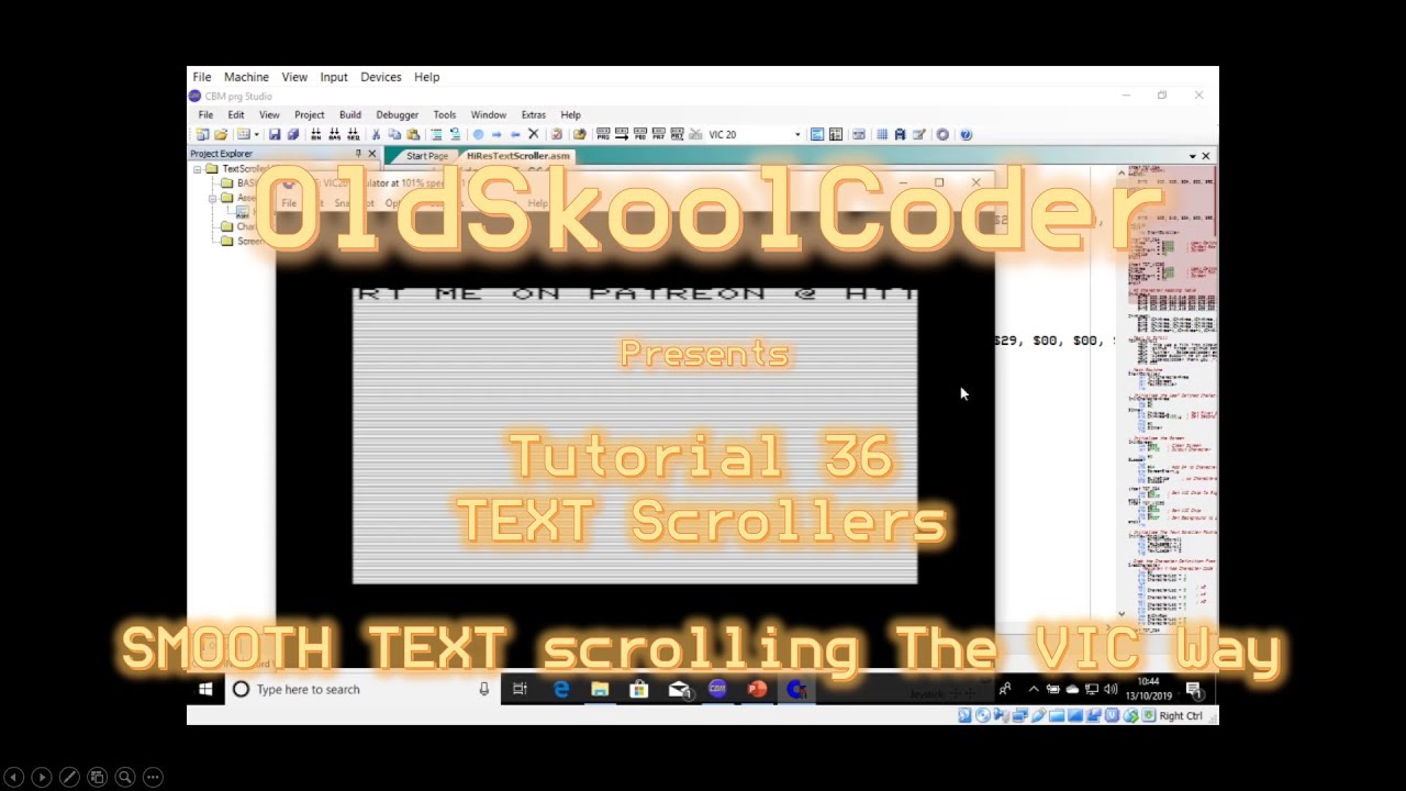 Tutorial 36.04 - Hi Res Smooth Text Scroller (The VIC Way) - YouTube