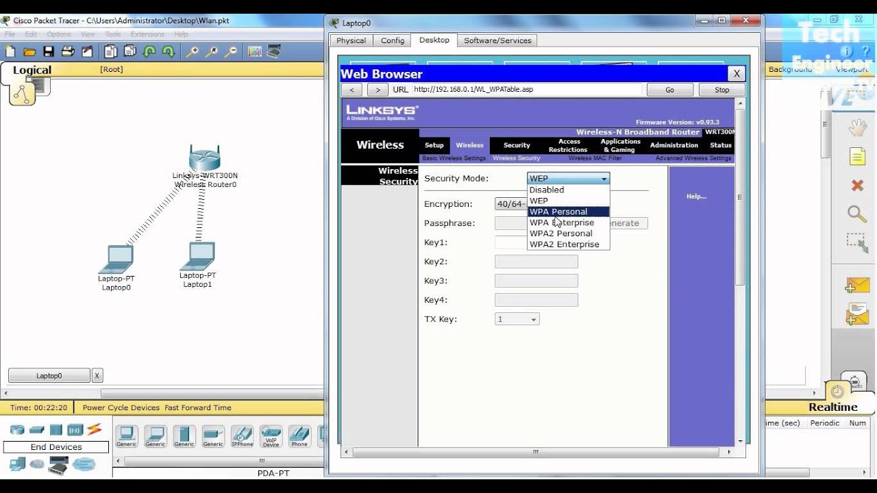 Secure Wireless Router via WPA (Wifi Protected Access) in Packet Tracer ...