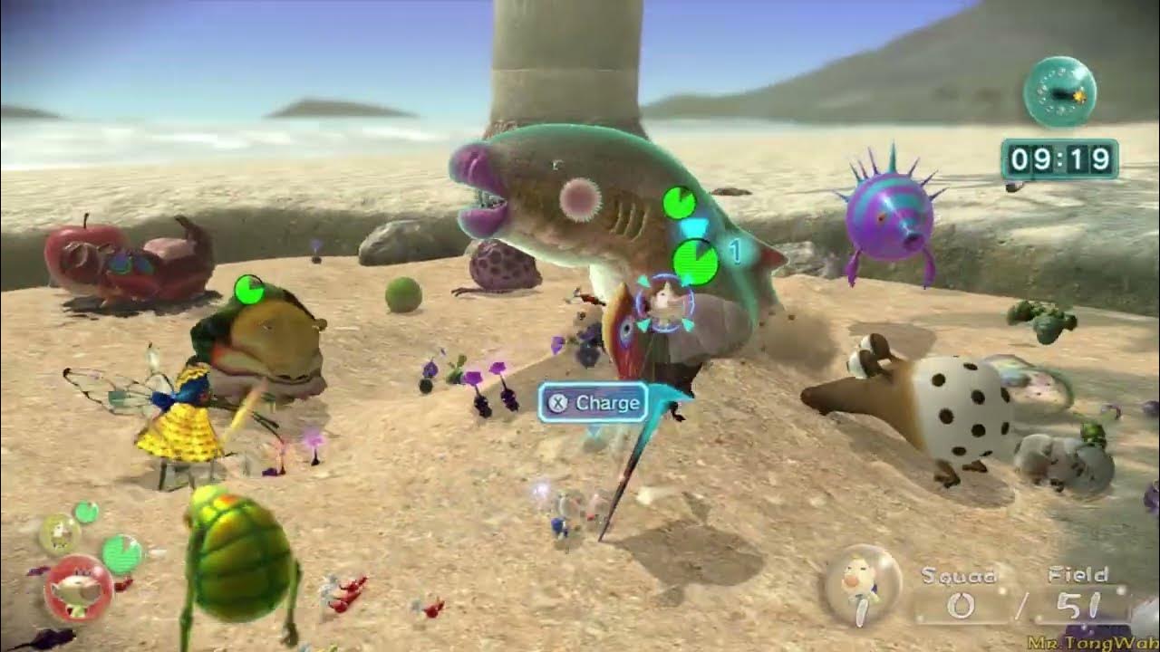 Pikmin 3 Deluxe Hack - Sandbelching Meerslug Boss Fight [Ultra Hard Editon] - YouTube