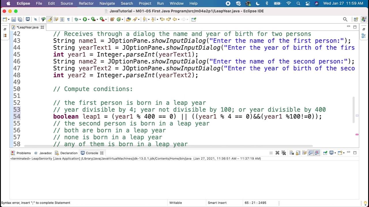 Java M04GA2P1 Leap Year - YouTube