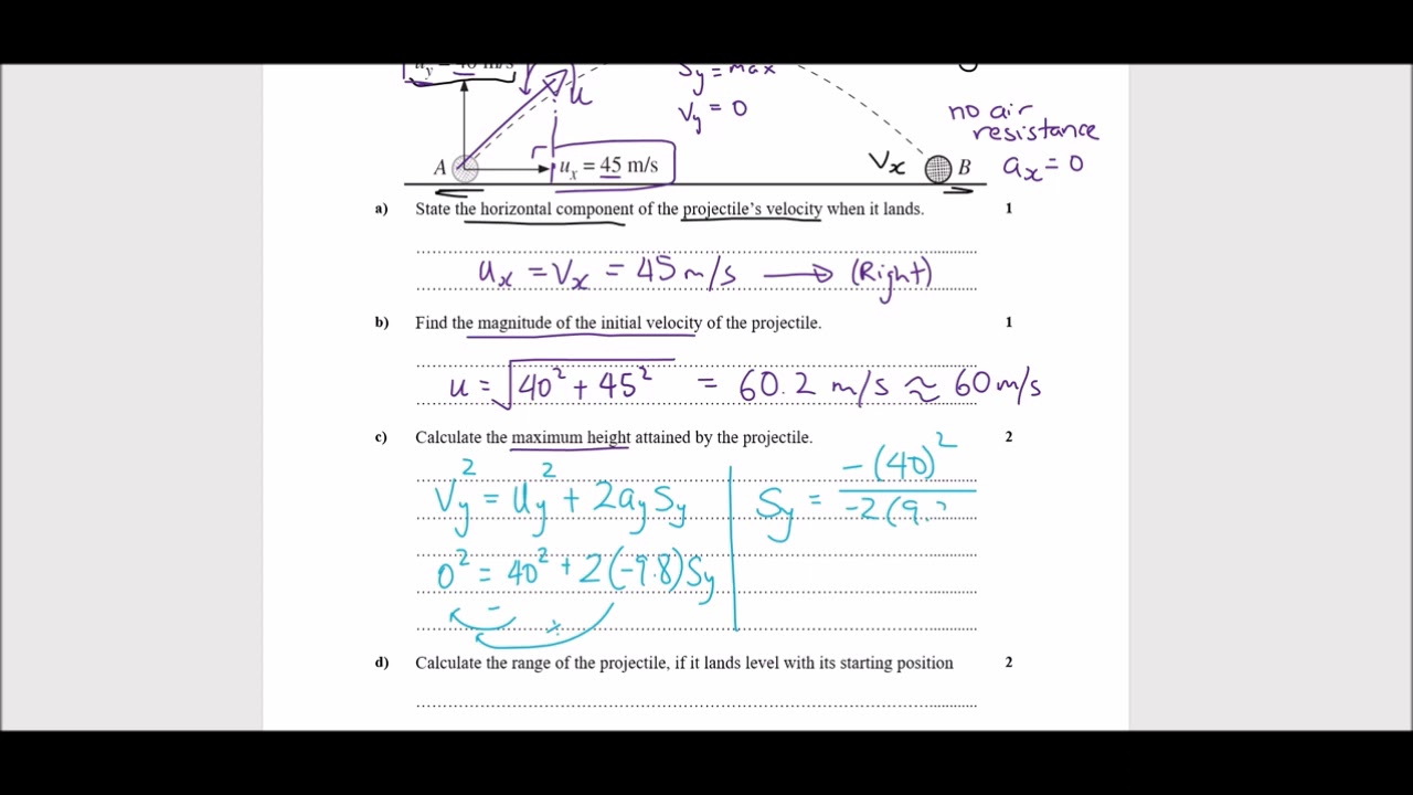 2006 HSC Physics Q16 - Simple Projectile Motion Question - YouTube