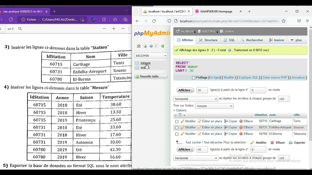 Correction_Partie1_MySql _et_HTML_de_Devoir_Bac_TIC_2021 - YouTube