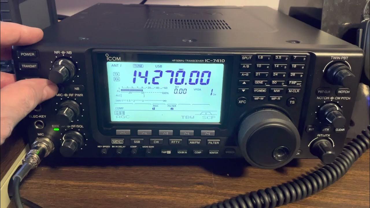 Icom 7410 with using maximum useful noise reduction - YouTube