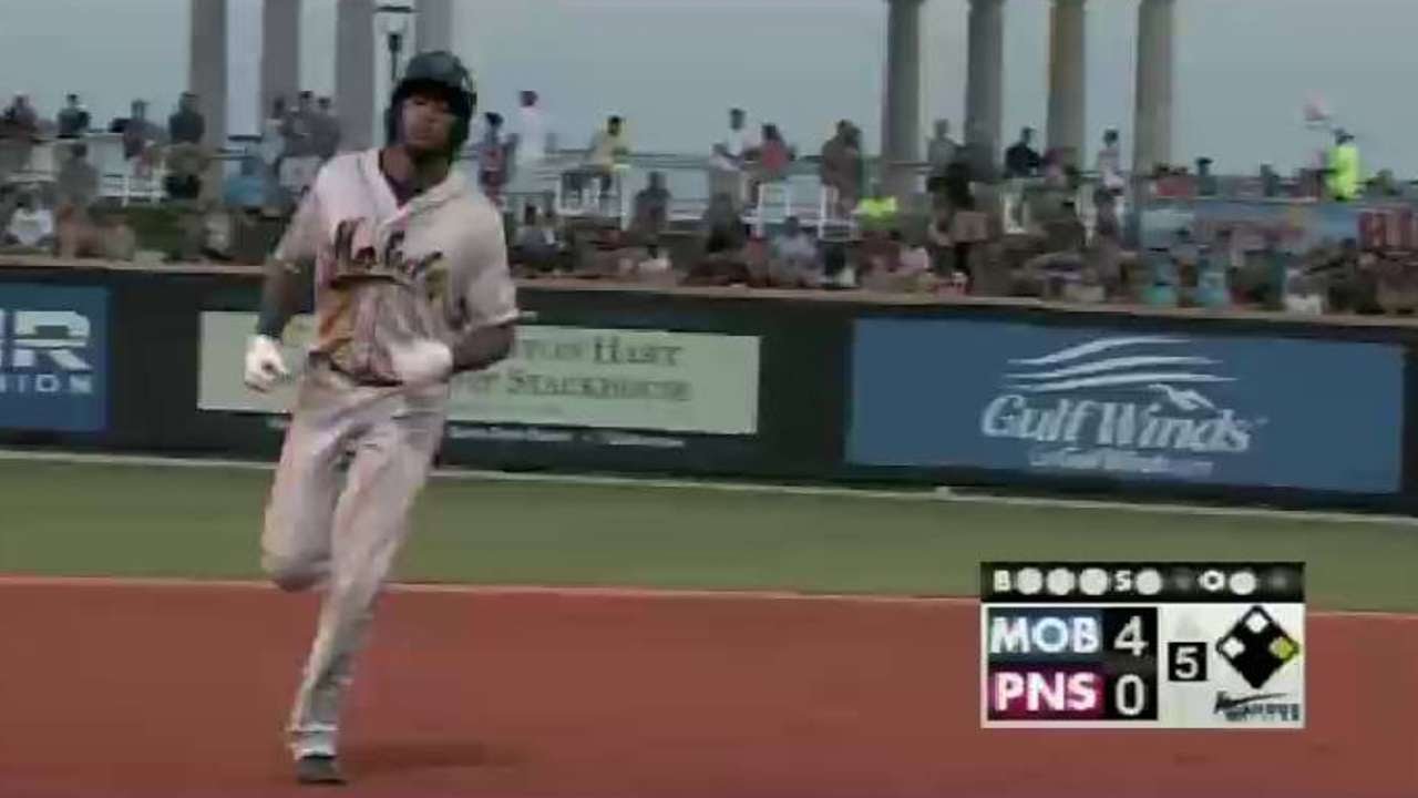 Mobile's Brito hits a two-run homer - YouTube