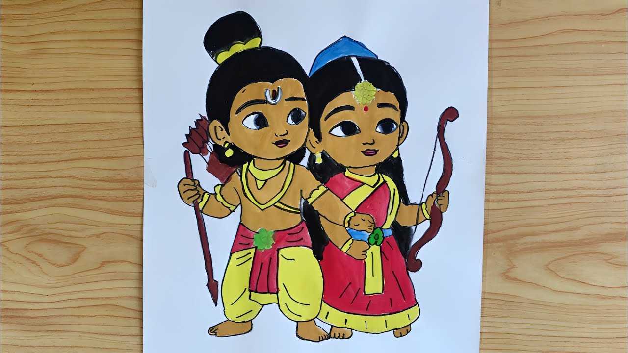 Ram Navami 🚩 Special Drawing Ram&Sita Drawing easy for beginners step ...