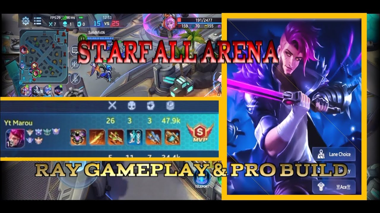 Ray Gameplay and Pro Build - StarFall Arena moba games - YouTube
