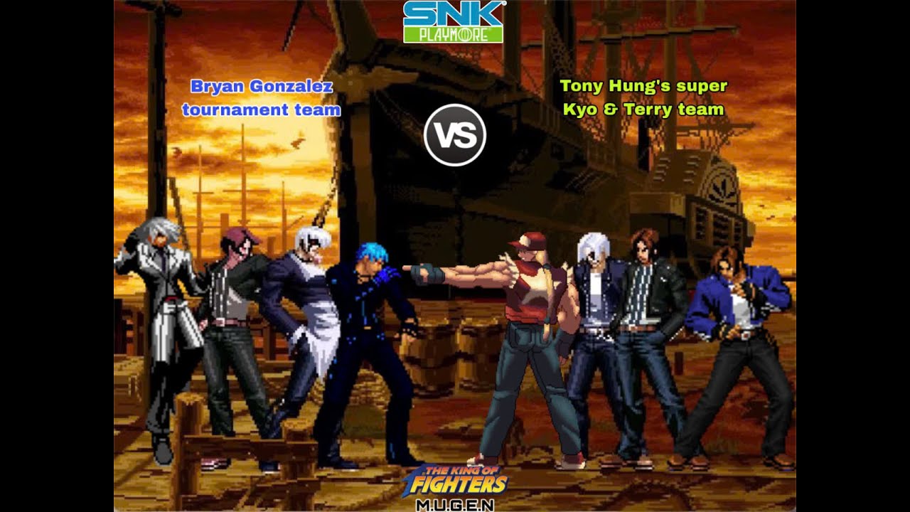 KOF MUGEN - Bryan Emilio Gonzalez's tournament team VS Tony Hung's super Kyo & Terry team - YouTube