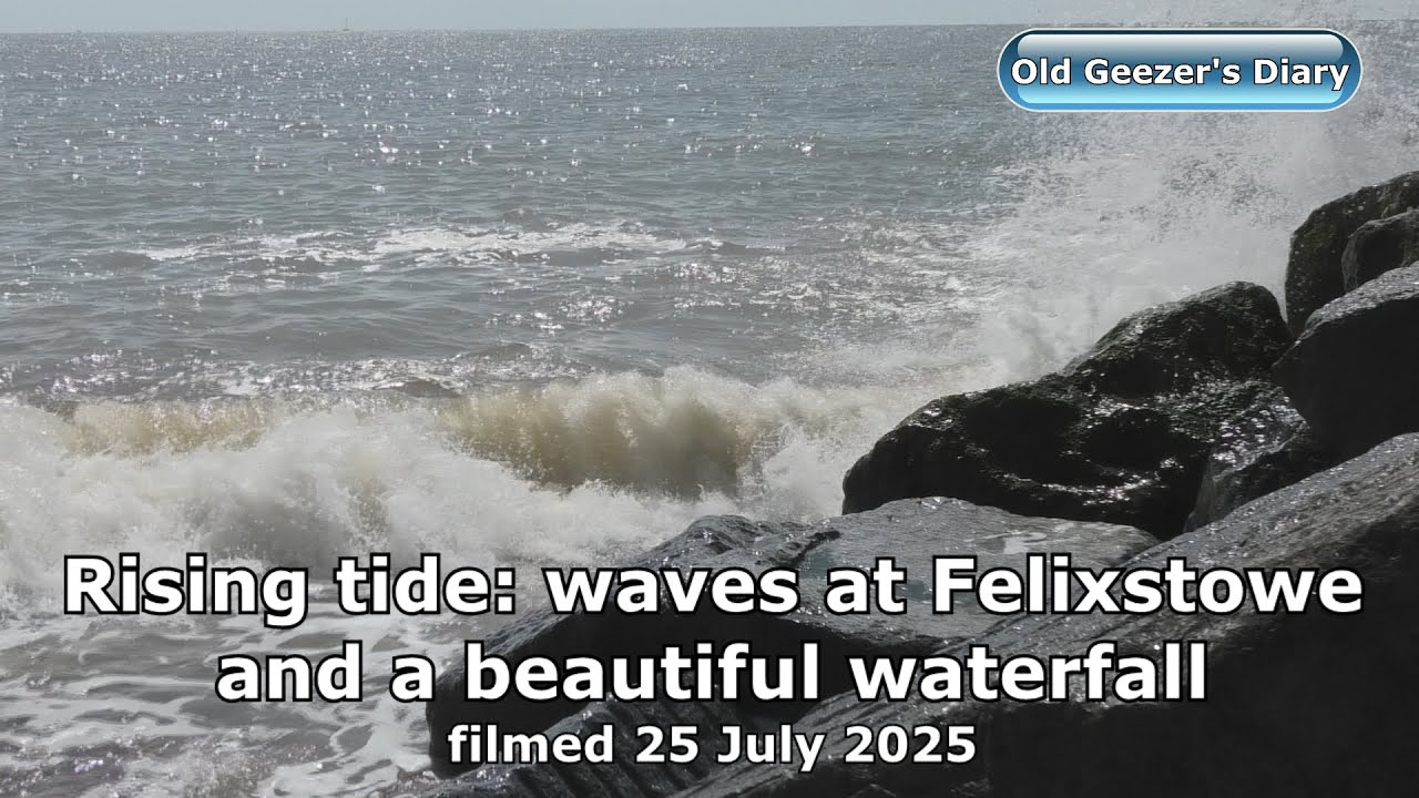Rising tide: waves at Felixstowe and a beautiful waterfall, filmed 25 ...