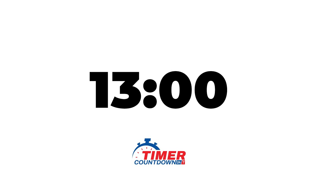 13-Minute Timer | White Screen Countdown with Alarm - YouTube