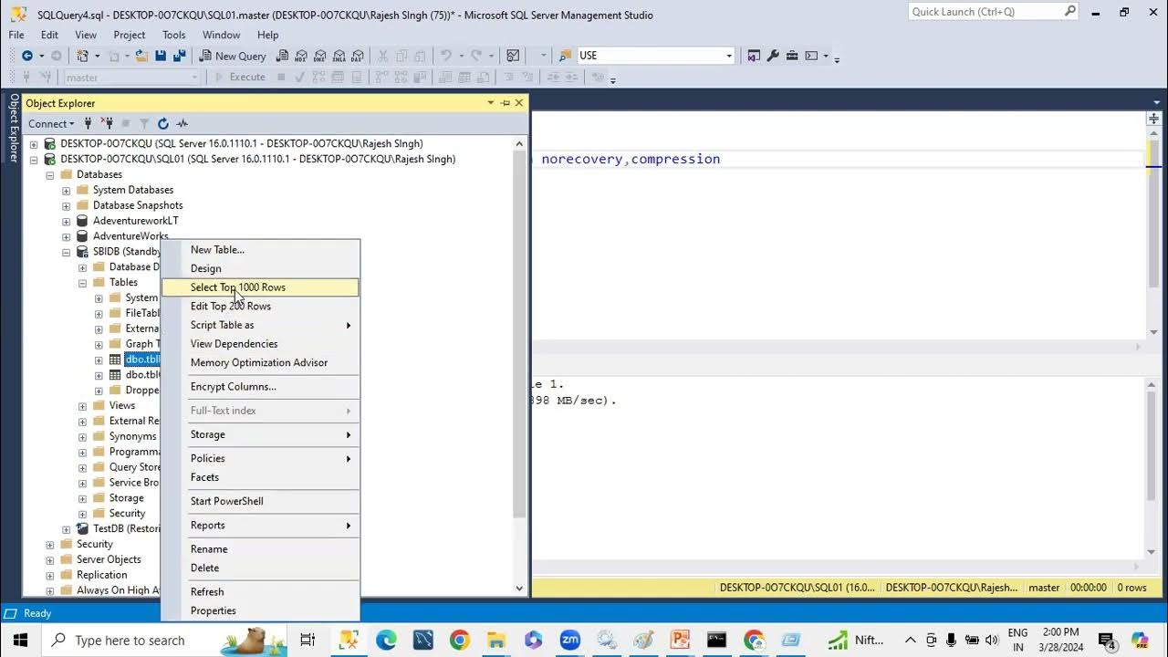 Step by Step MS SQL Server Log Shipping Configuration in Standby Mode Hindi Day05 - YouTube