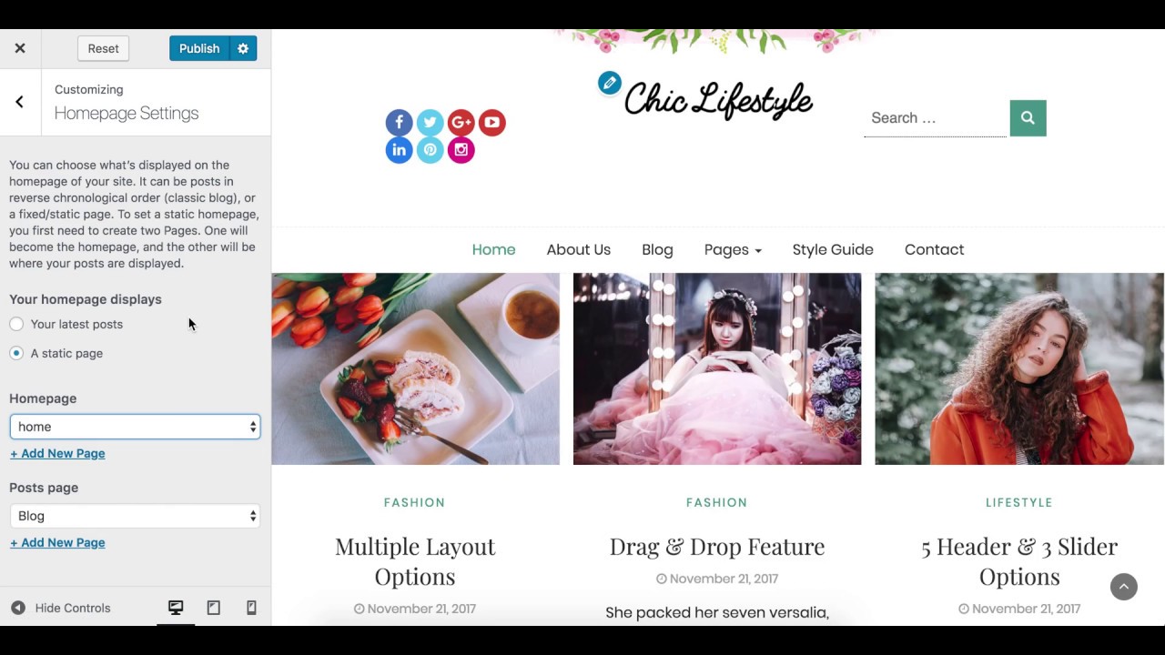 How to configure homepage in Chic Lifestyle Pro - WordPress Theme ...