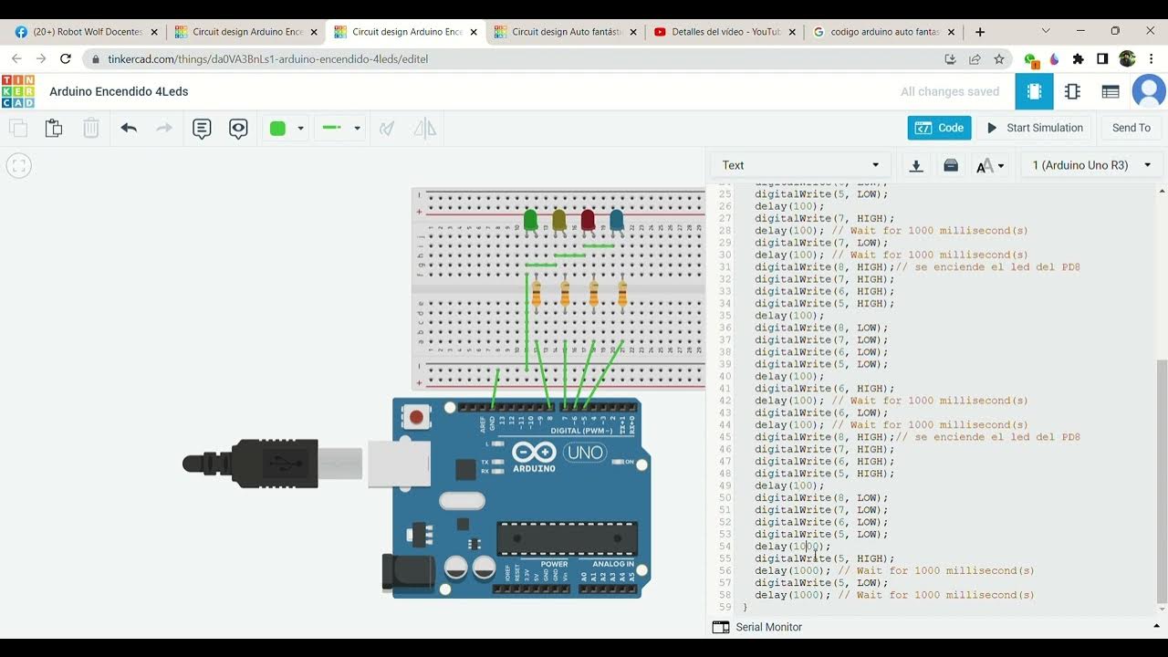 Circuito Arduino Encendido Led Tinkercad - YouTube