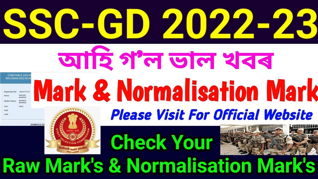 SSC GD 2023 Marks Out | SSC GD Score Card & SSC GD Normalisation Mark ...