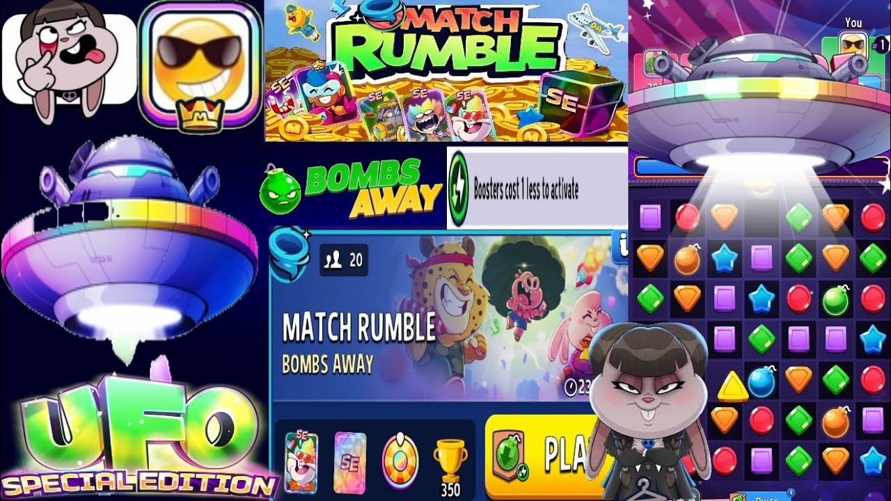 Match Rumble 20 Players Bombs away 💣 | SE UFO 🛸| Match Masters - YouTube
