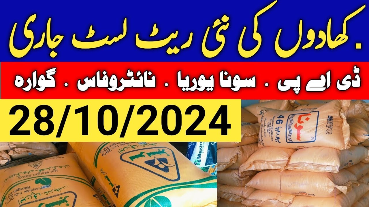 Fertilizer Price Today 28-10-2024 FFC Engro Urea DAP Nitrophas Npk mop ...