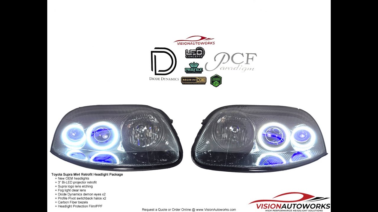 Toyota Supra Mk4 Retrofit Headlights - 3" Bi-LED, Demon Eyes, Halos ...