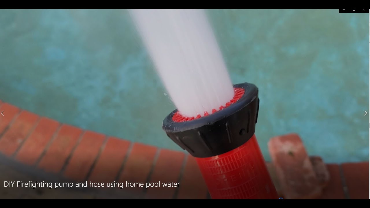 DIY "Fire pump and hose" using backyard swimming pool water - YouTube