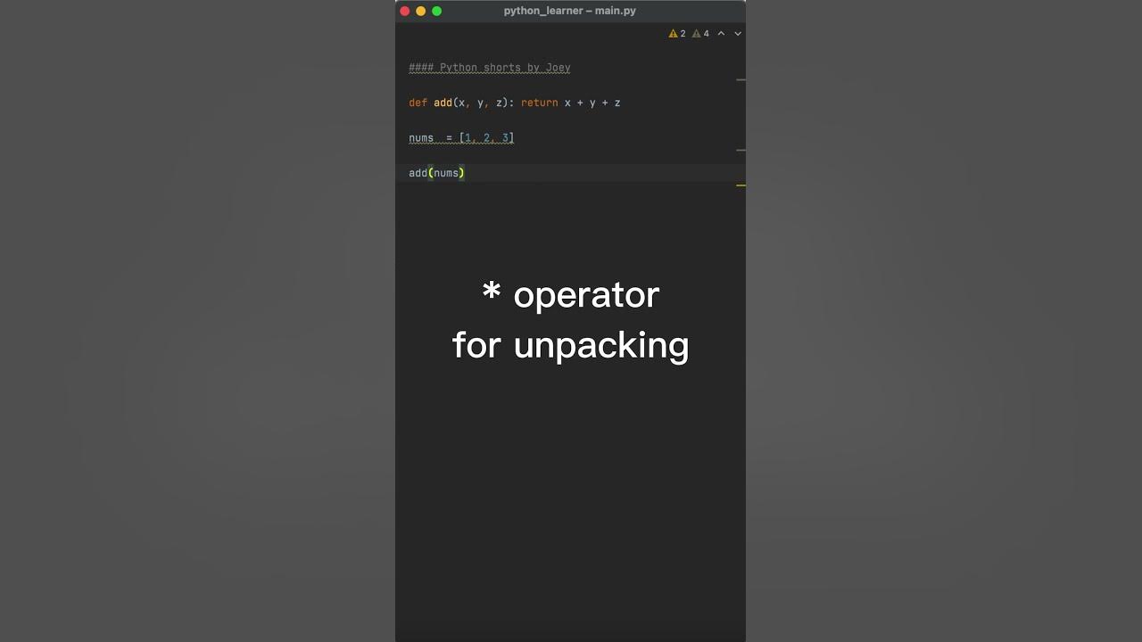 After 4 years pf Python I finally learnt 'unpacking' in Python today #python #shortsfeed - YouTube