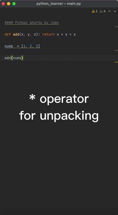 After 4 years pf Python I finally learnt 'unpacking' in Python today #python #shortsfeed - YouTube
