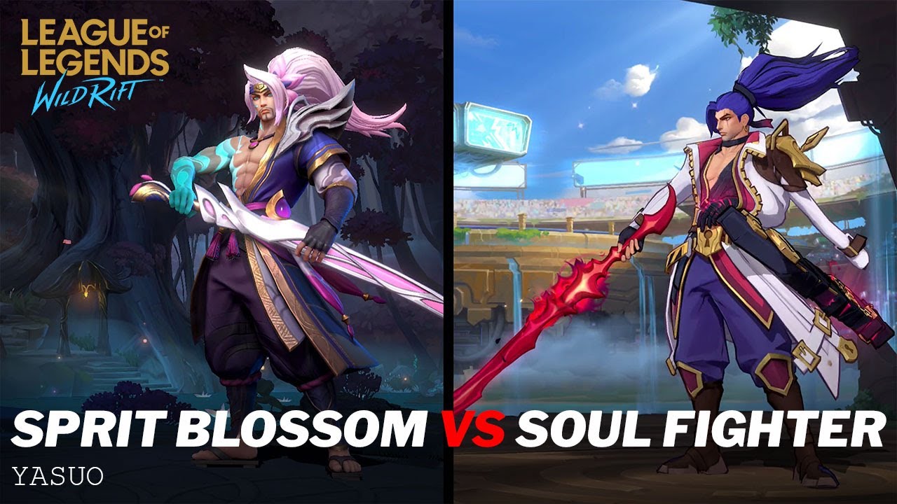 Yasuo Soul Fighter Vs Spirit Blossom Skins Comparison Wild Rift Youtube