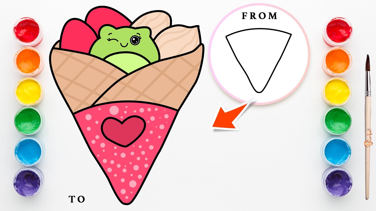 How to draw a Kawaii crepe | Easy Drawing and Coloring for Kids and ...
