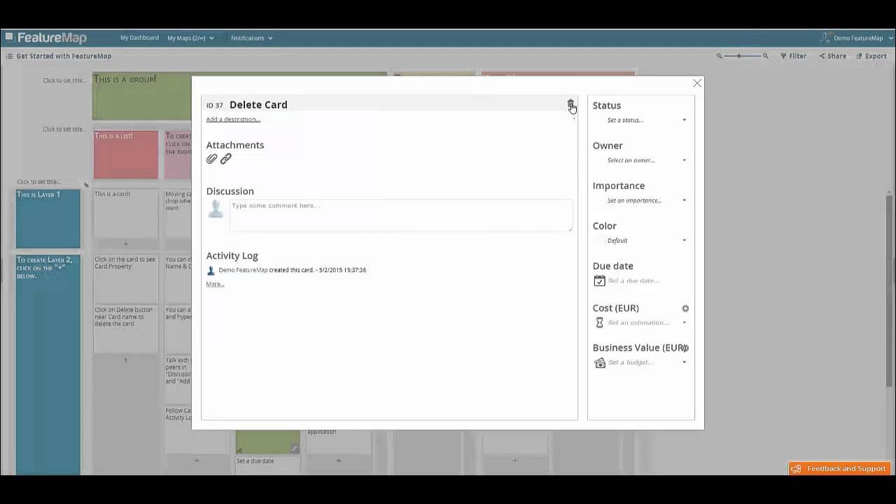 FeatureMap Tutorials - Delete a card & map - YouTube