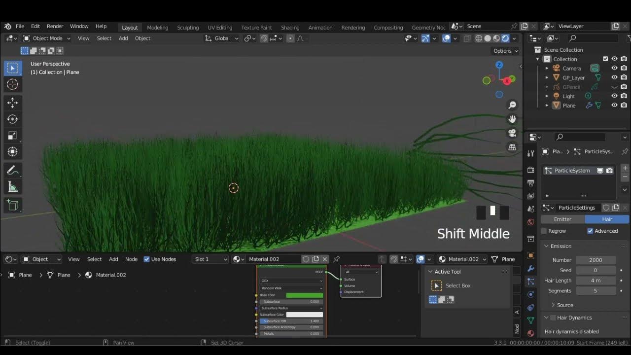 Create realistic grass in Blender with Grease Pencil - YouTube