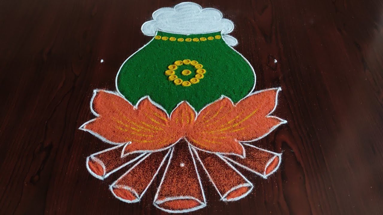 Bhogi special rangoli design only ( 5*3) dots // sankranthi chukala ...