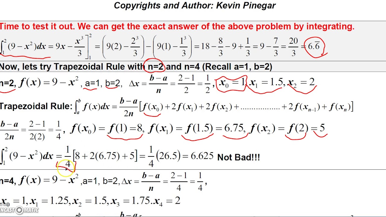 7 7A Cal2 Numerical Integration Part 1 of 2 - YouTube