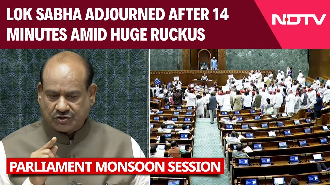 Parliament Monsoon Session | Lok Sabha Adjourned After 14 minutes Amid ...