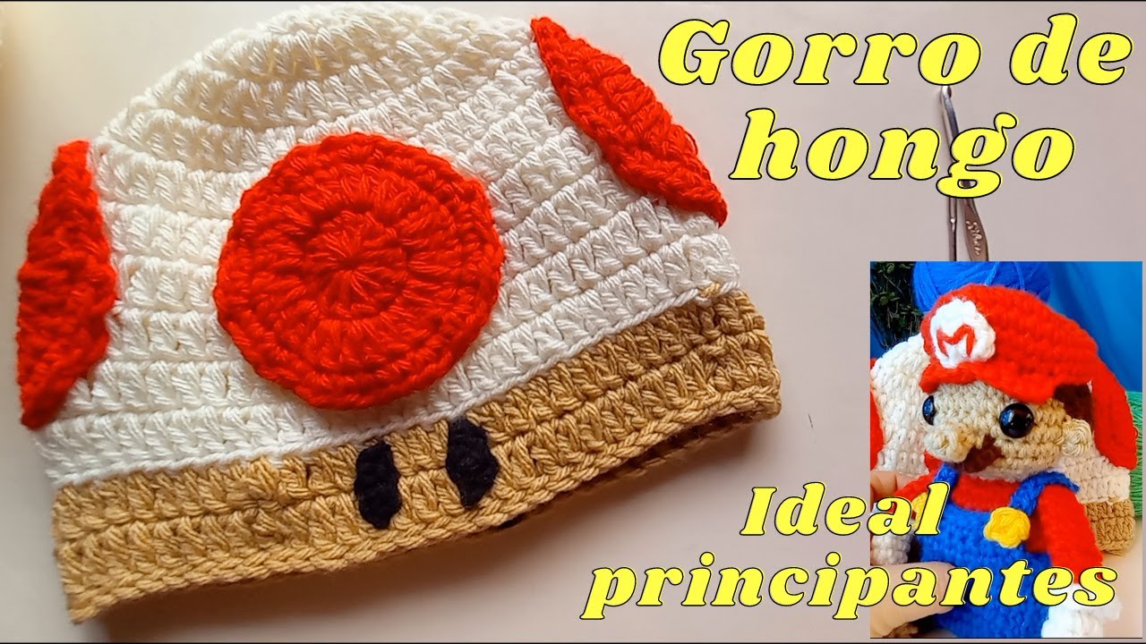 Gorro de hongo de Mario Bros Toad a crochet para principiantes - YouTube